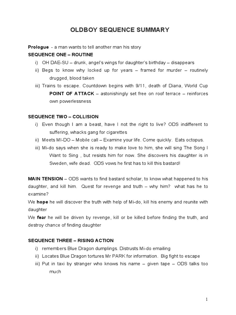 Clare Downs Oldboy Sequence Summary | PDF
