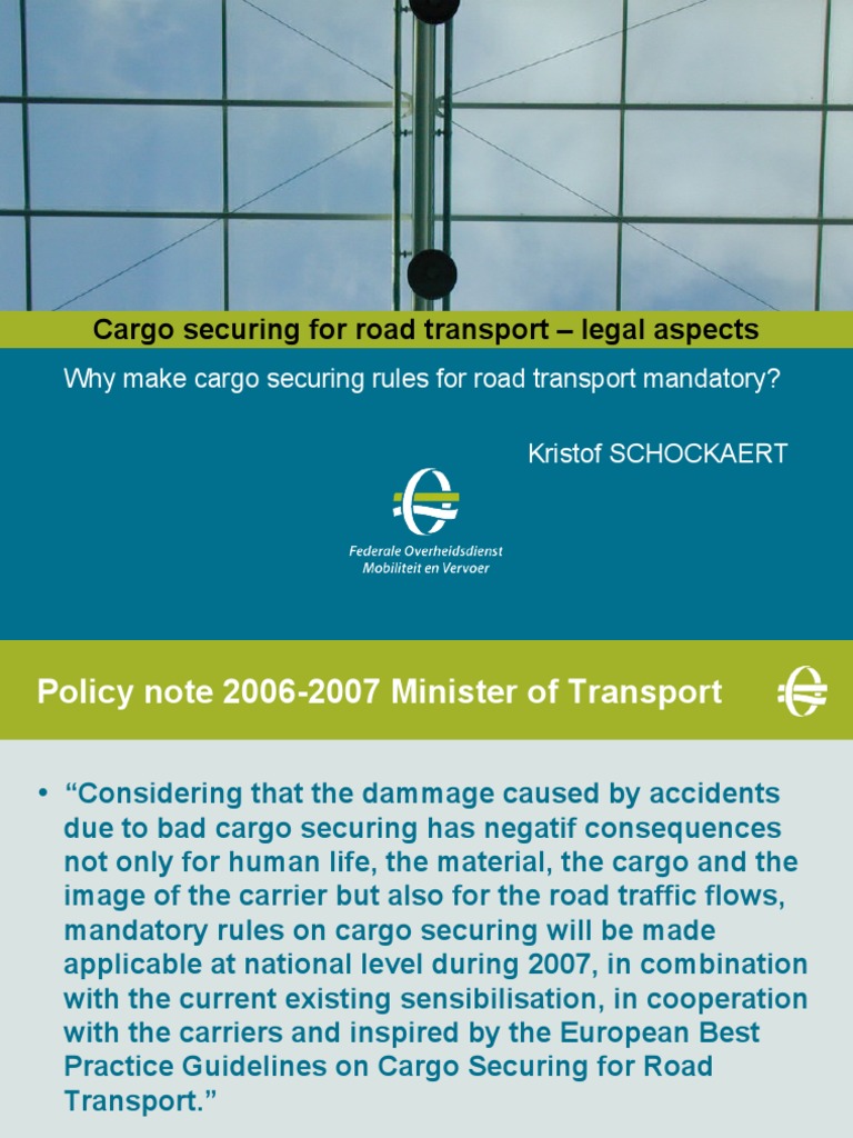 Cargo Securing For Road Transport - Legal Aspects | PDF | Cargo | Road