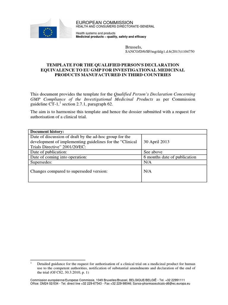 QP Declaration Template for EU GMP Compliance | PDF | Audit | European ...