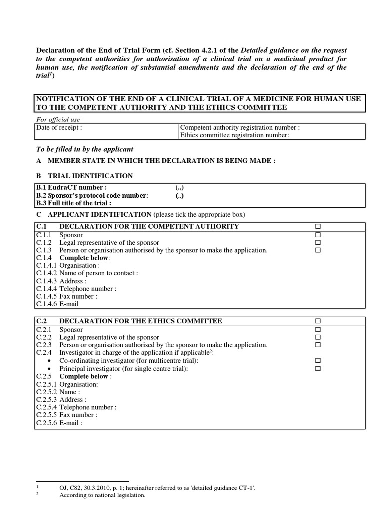 Declaration End Trial Form PDF | PDF | Clinical Trial | Medicine
