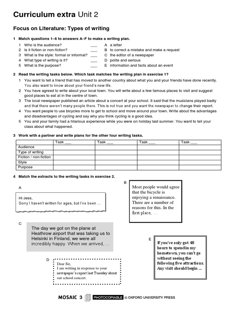 Writing Plan for Different Genres | PDF