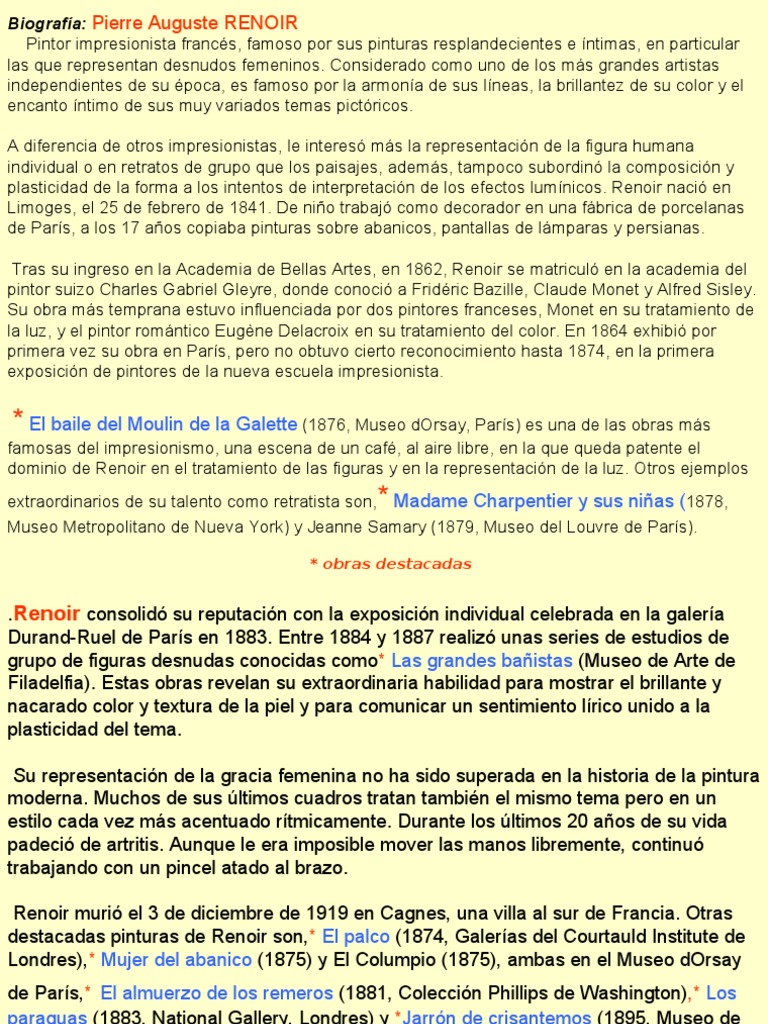 P A Renoir | PDF | Pierre Auguste Renoir | Impresionismo