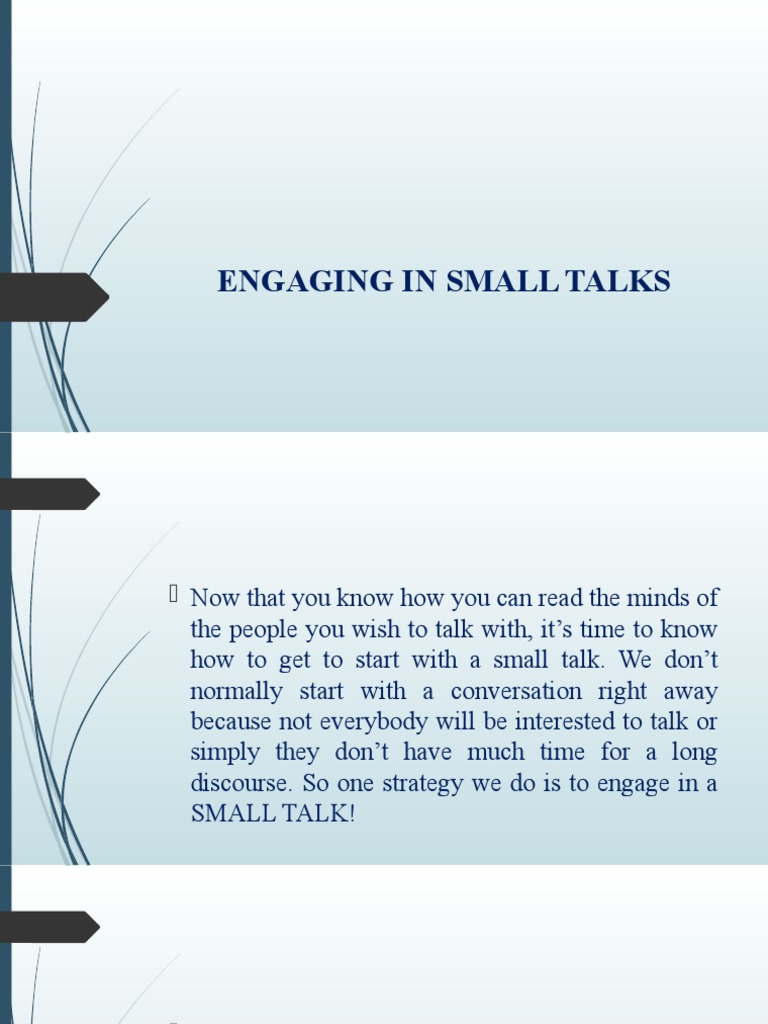 Small Talk Strategies & Guidelines | PDF | Nonverbal Communication ...