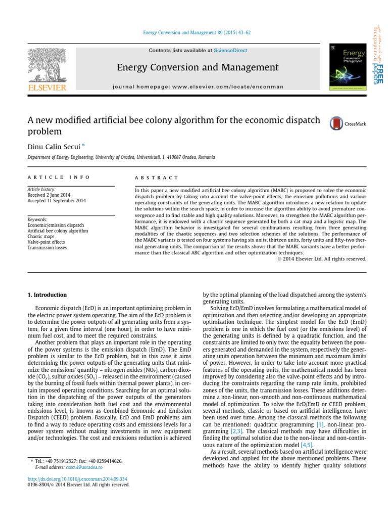 A New Modified Artificial Bee Colony Algorithm For The Economic ...