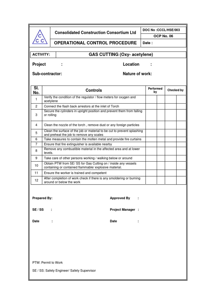 OCP 6-Gas Cutting - Oxy-Acetylene | PDF