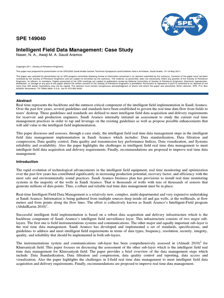 Intelligent Field Data Management | PDF | Data Quality | Reliability ...