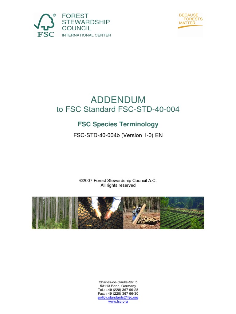 FSC STD 40 004b V1 0 EN FSC Species Terminology PDF | PDF | Forest ...