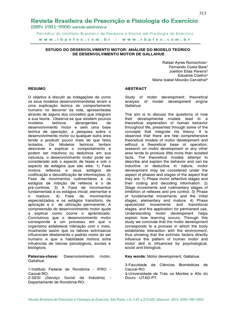 2014 Modelo Teórico Gallahue PDF | PDF | Teoria | Conceitos psicológicos