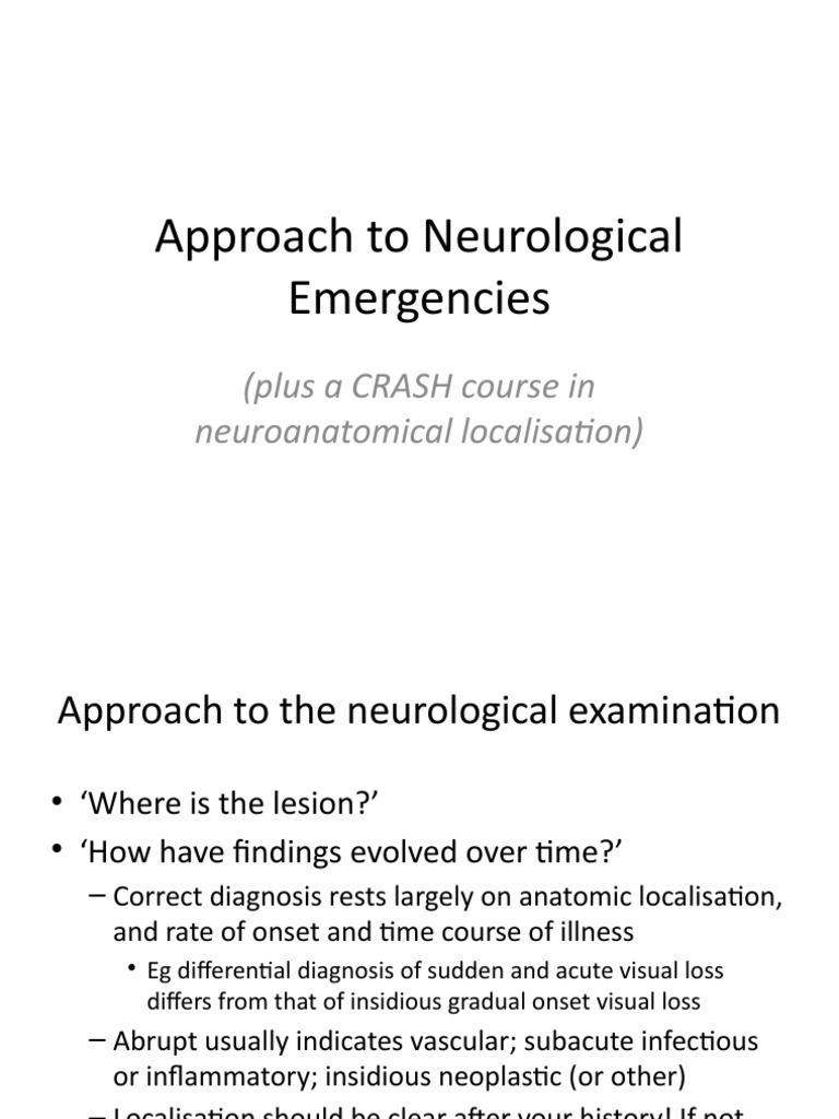 Approach To Neurological EmergenciesMAY2013 | PDF | Brainstem | Headache
