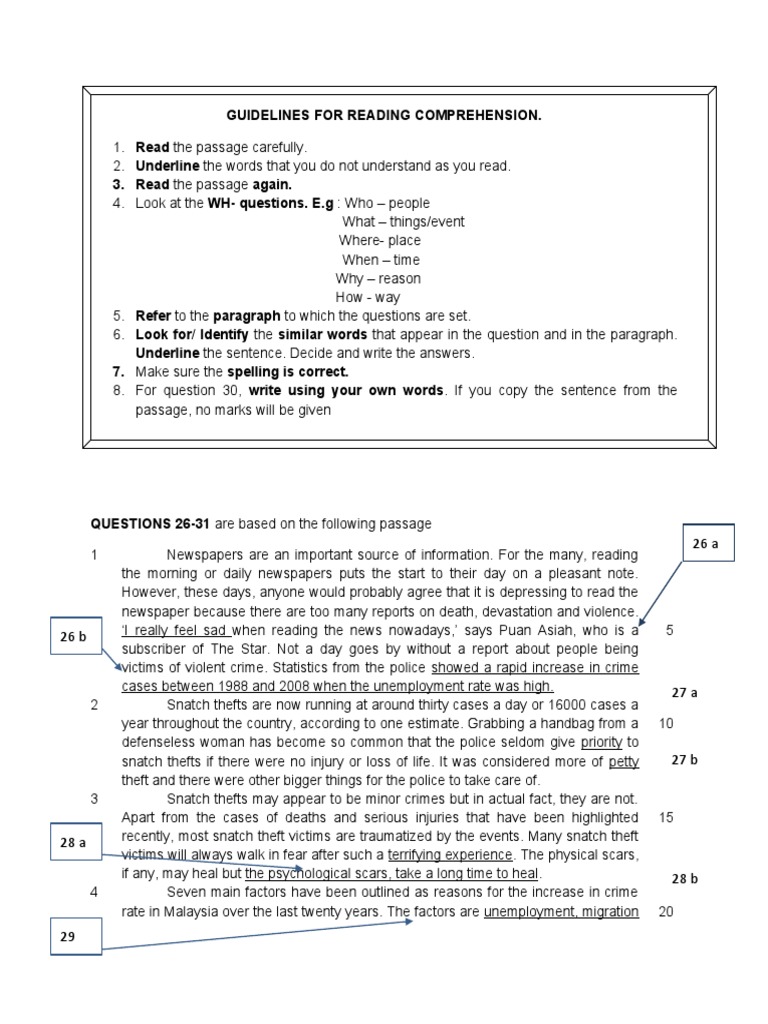 Comprehension Tips SPM | PDF | Theft | Crime & Violence