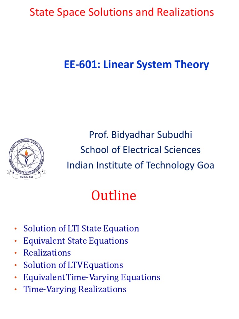 State Space Solutions and Realizations: EE-601: Linear System Theory | PDF | Eigenvalues And ...