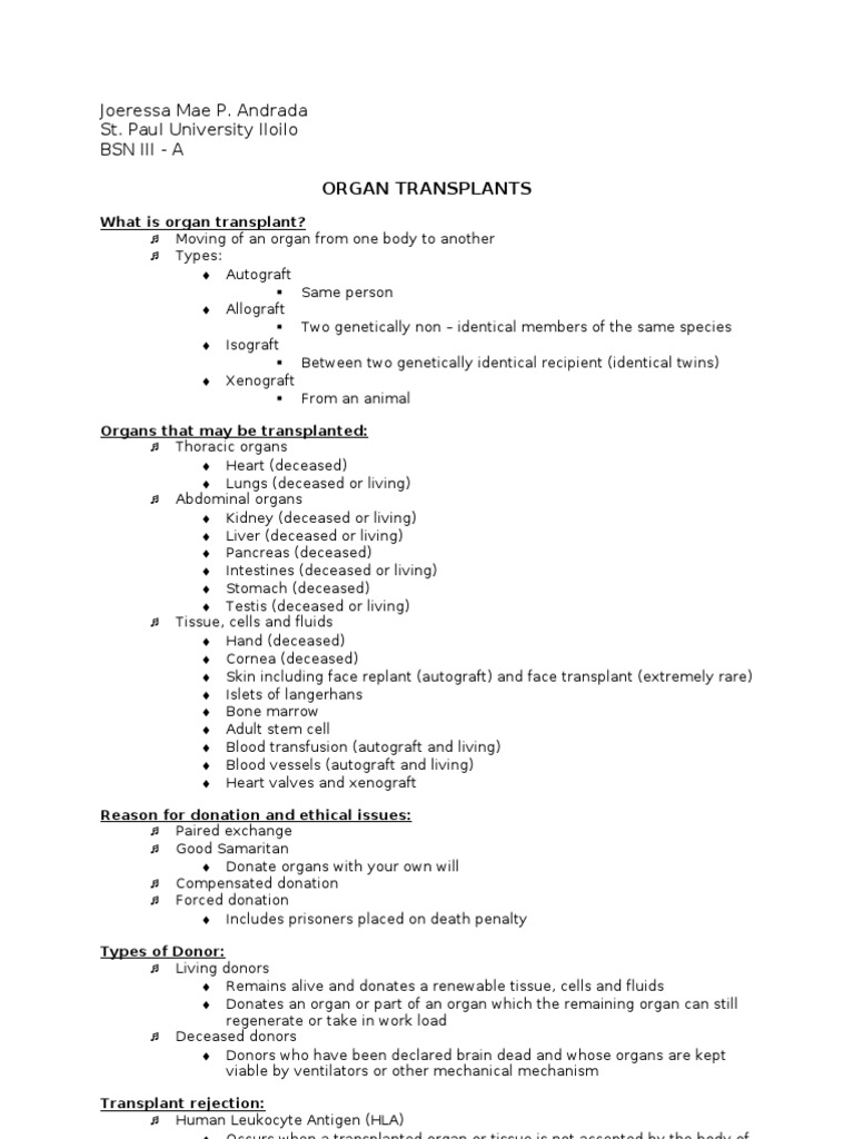 Organ Transplant | PDF