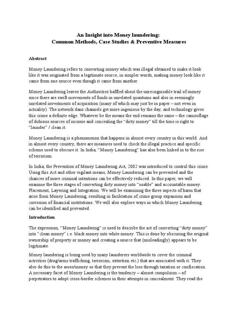 An Insight Into Money Laundering: Common Methods, Case Studies ...