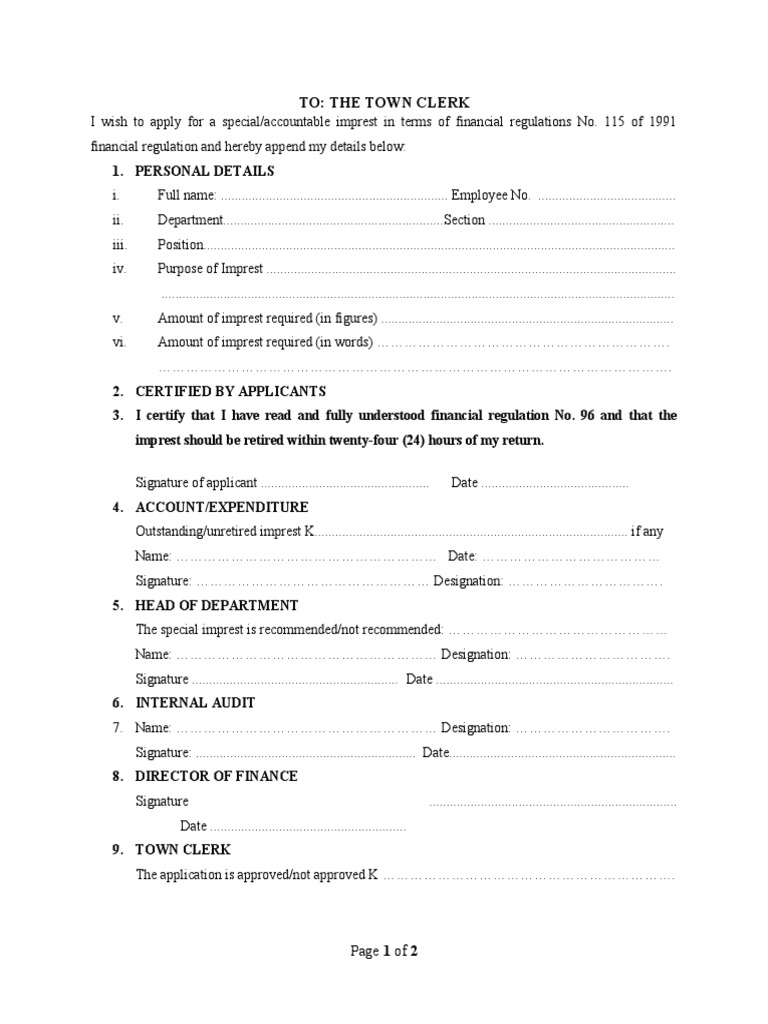 New Imprest Form | PDF | Government | Business