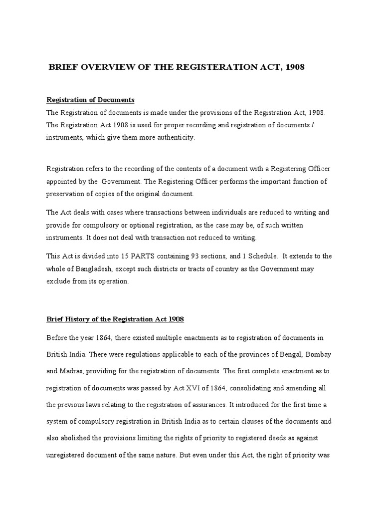 Registration Act Assignment | PDF | Mortgage Law | Deed