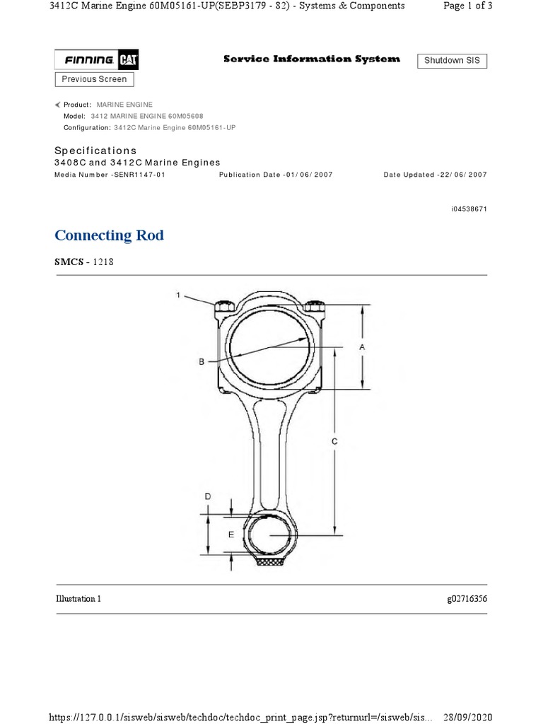 Connecting Rod: Specifications | PDF | Piston | Bearing (Mechanical)