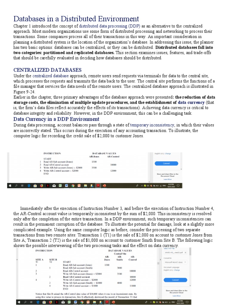 Databases in A Distributed Environment | PDF | Database Transaction | Databases