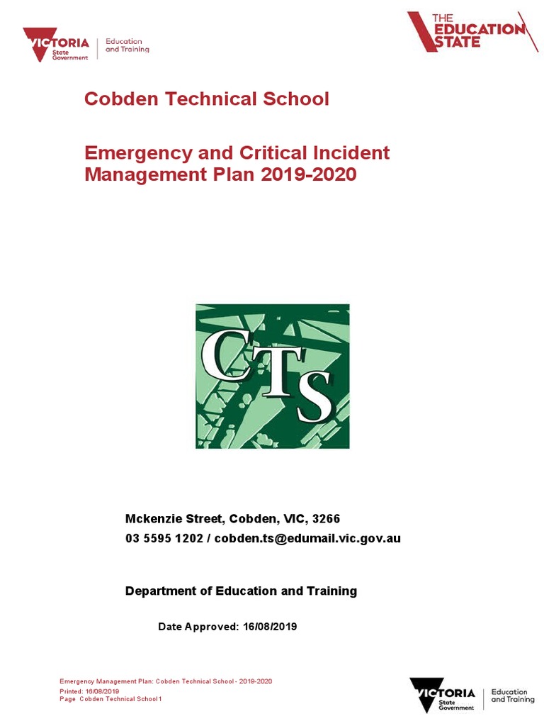 Cobden School Emergency Plan 2019-20 | PDF | Emergency | Emergency ...