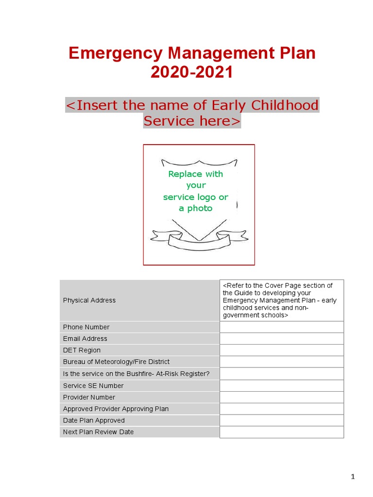 Emergency Management Plan 2020-2021 | PDF | Emergency | Incident Management