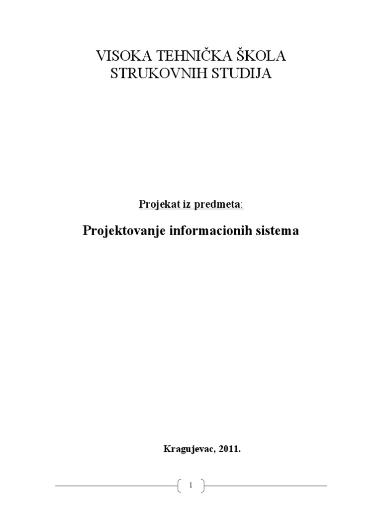 Projektovanje Informacionih Sistema Pdf