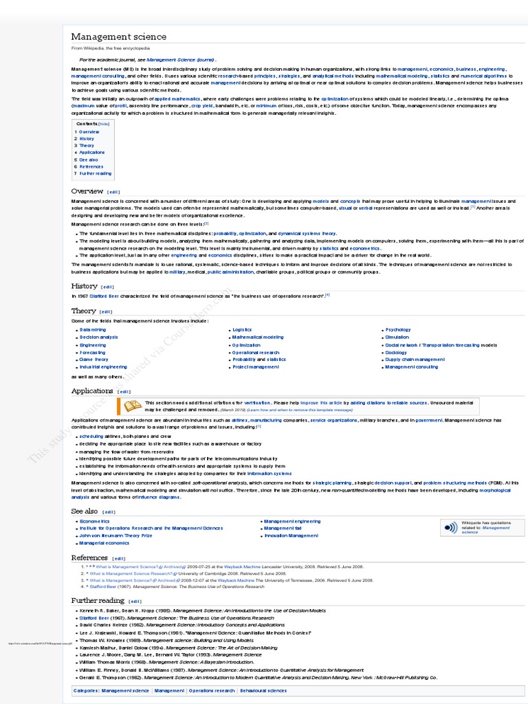 Management Science PDF | PDF | Systems Science | Psychological Concepts