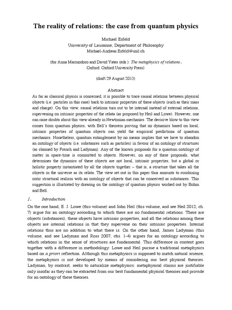 The Reality of Relations: The Case From Quantum Physics | PDF | Field ...