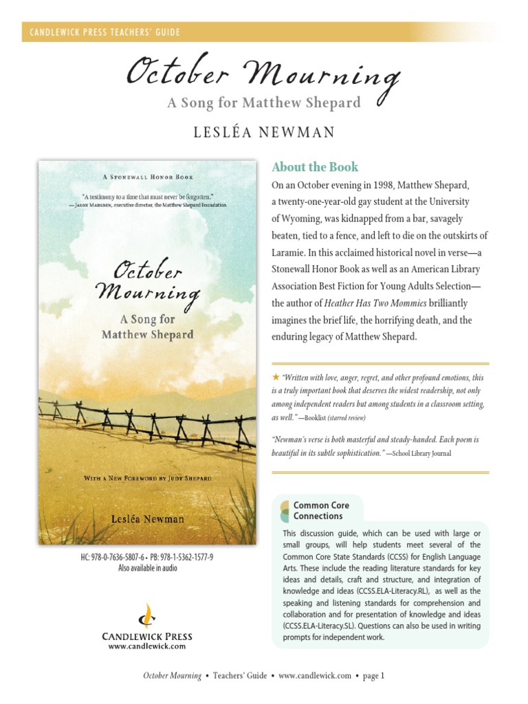 Teaching October Mourning: A Guide | PDF | Hate Crimes | Poetry