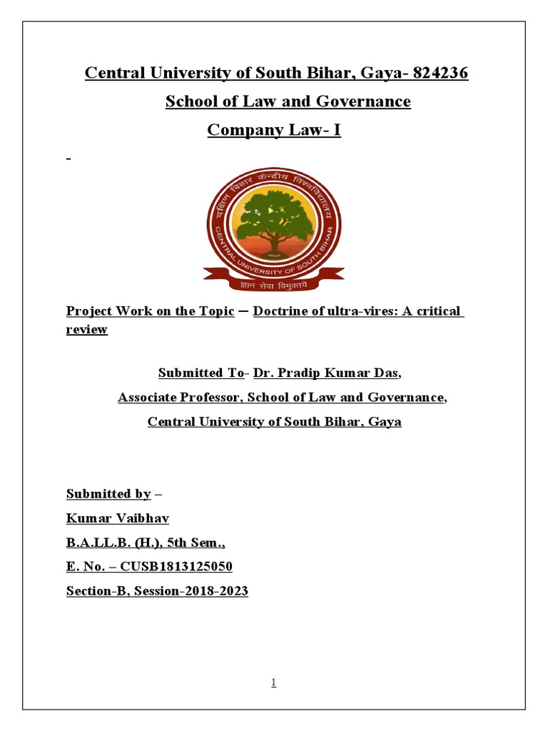 Company Law Project Report | PDF | Limited Liability Partnership | Law