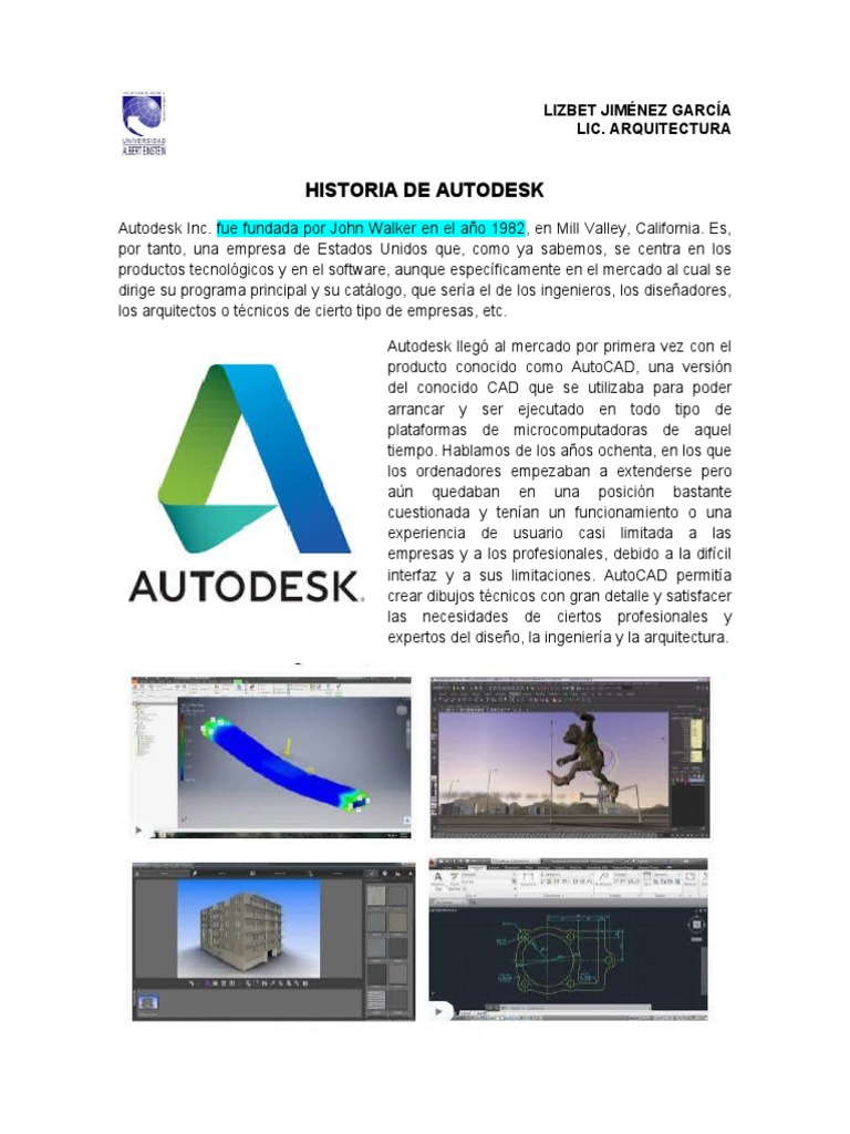 Tarea 3 y 4. - HISTORIA DE AUTODESK Y AÑO EN EL QUE SURGIO | PDF ...