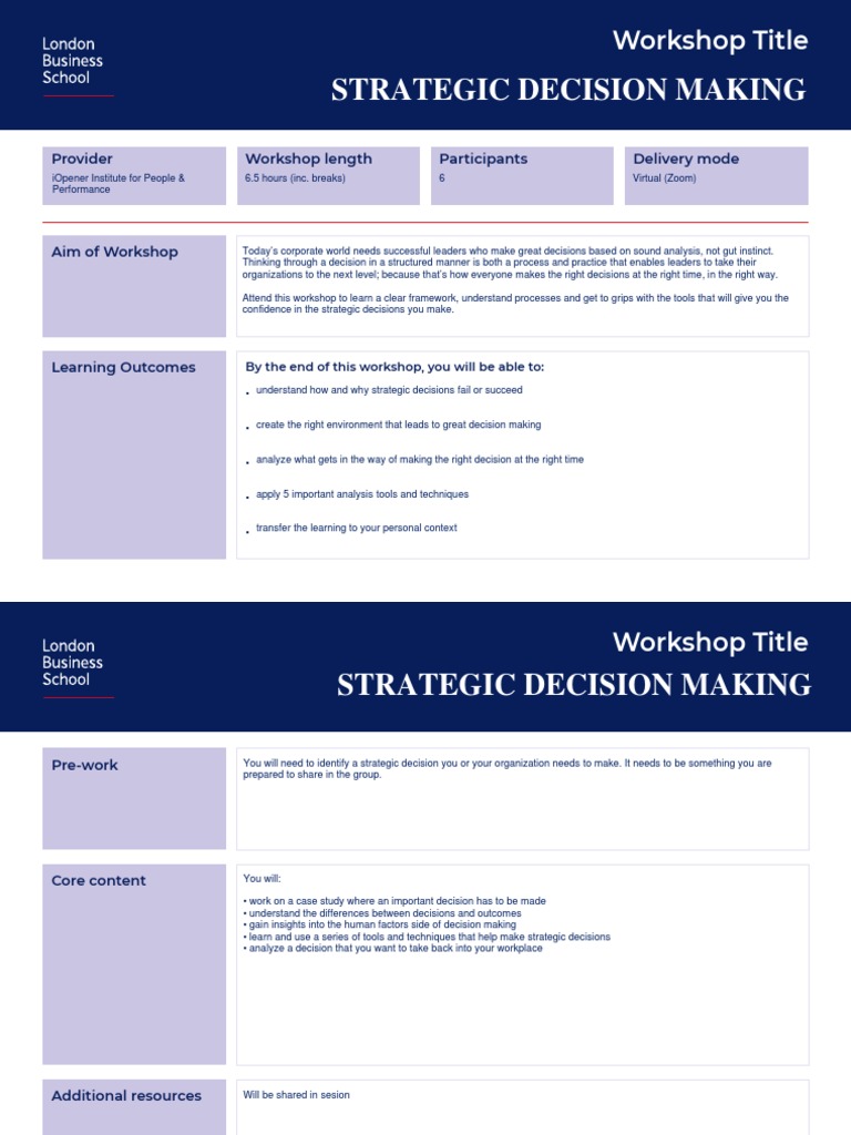 SDM - LBS Skills Session Template | PDF | Decision Making | Applied ...