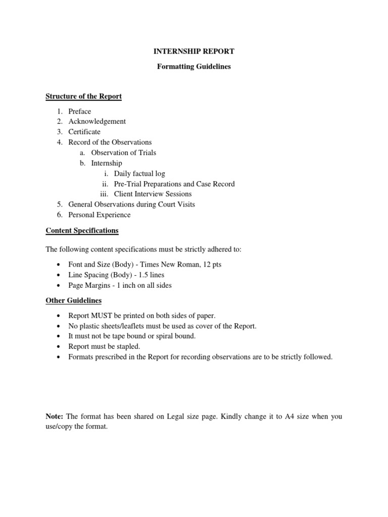 Internship Report - Formatting Guidelines | PDF