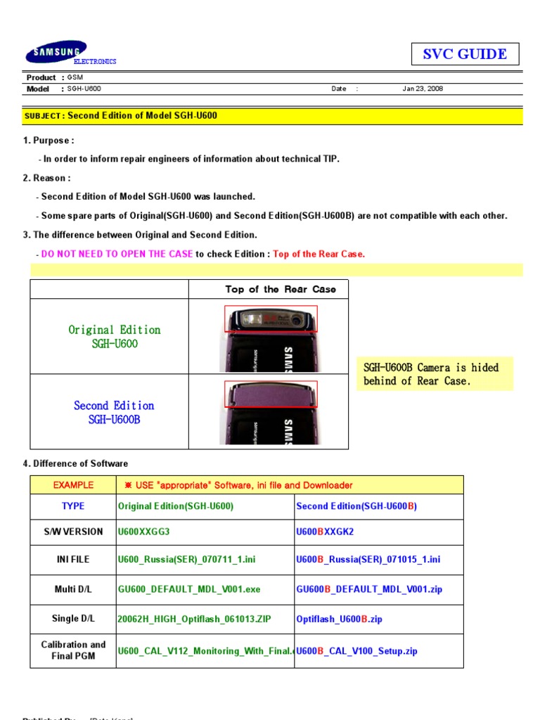SGH-U600 vs SGH-U600B Compatibility Guide | PDF | Information And ...