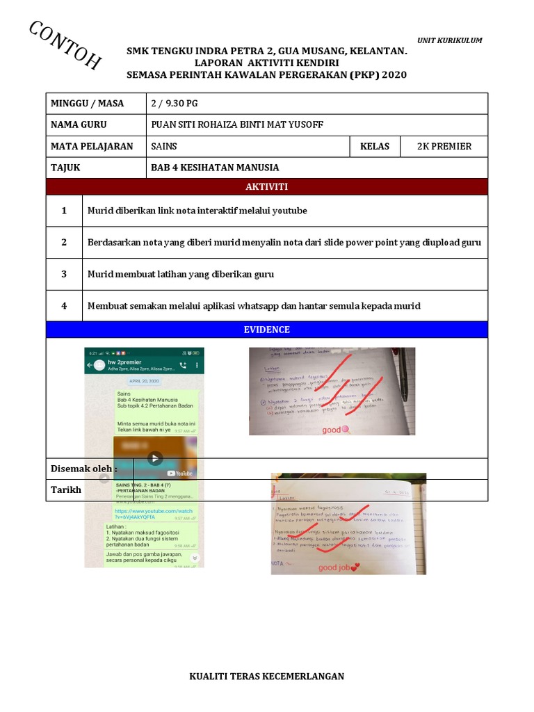 Contoh RPH Sains Tingkatan 2 | PDF