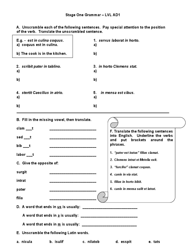 Stage One Latin Grammar CLC | PDF