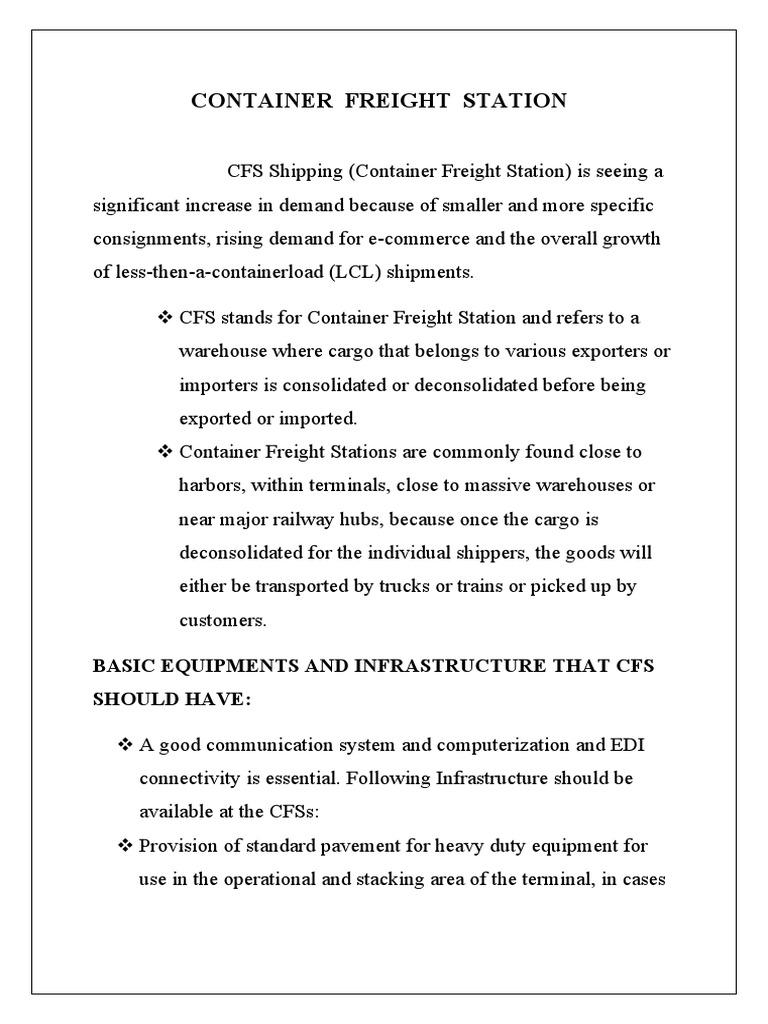 Container Freight Station | PDF | Containerization | Cargo