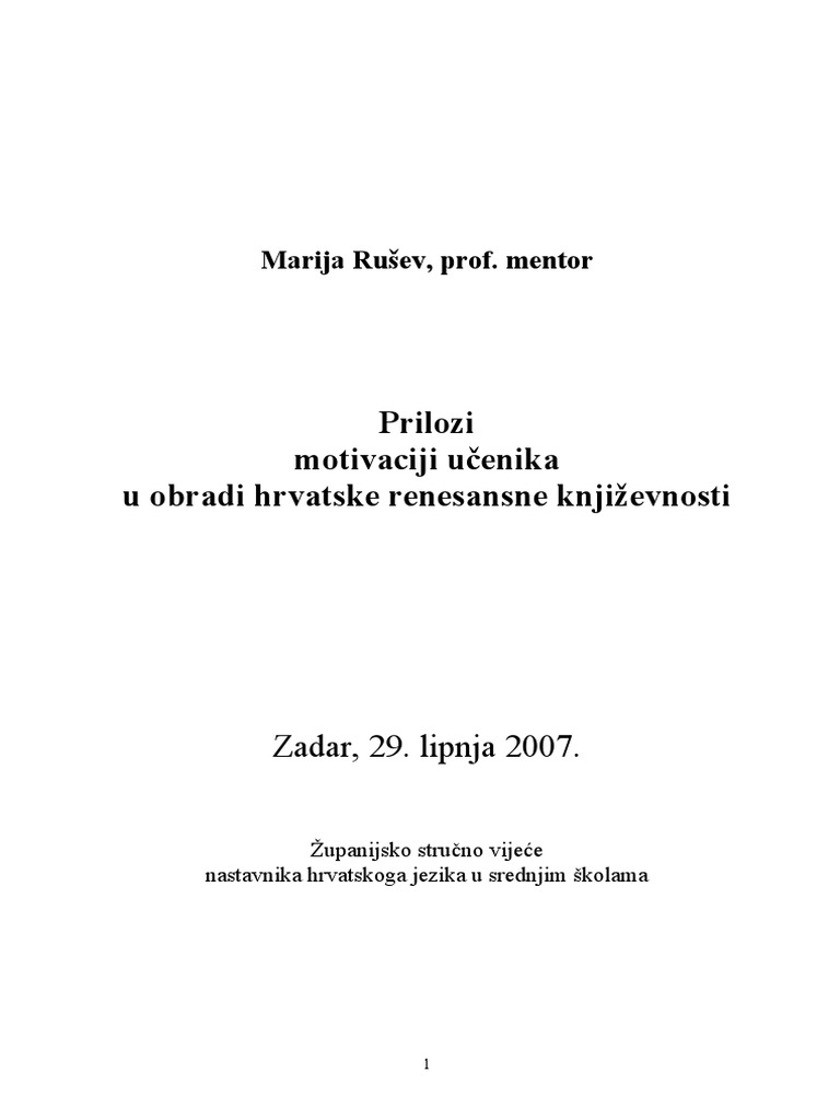 Hrvatski Humanizam I Renesansa | PDF