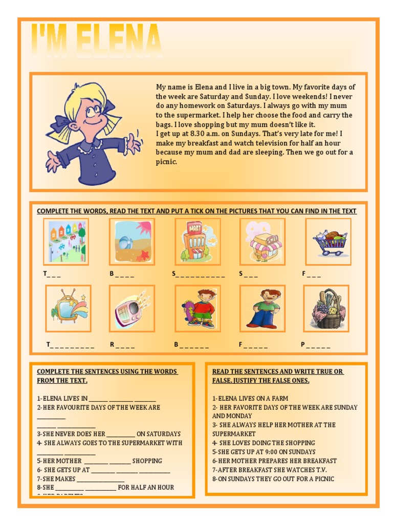 Elena's Weekend Routine and Activities | PDF