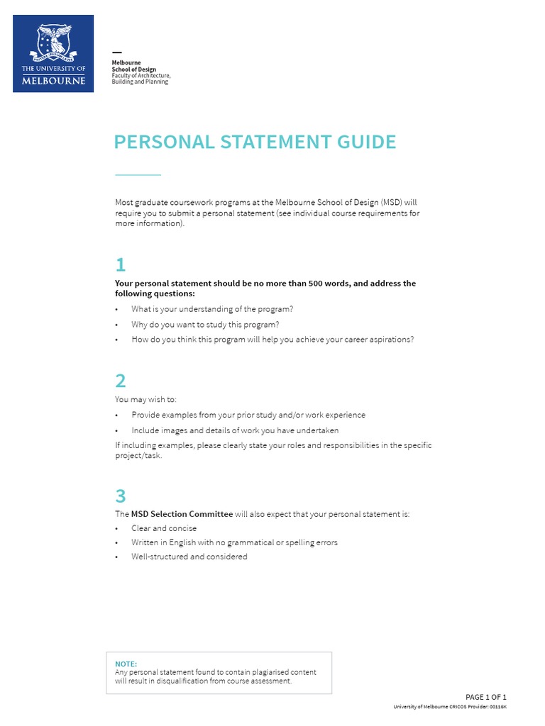 2019 MSD Personal Statement Guide | PDF