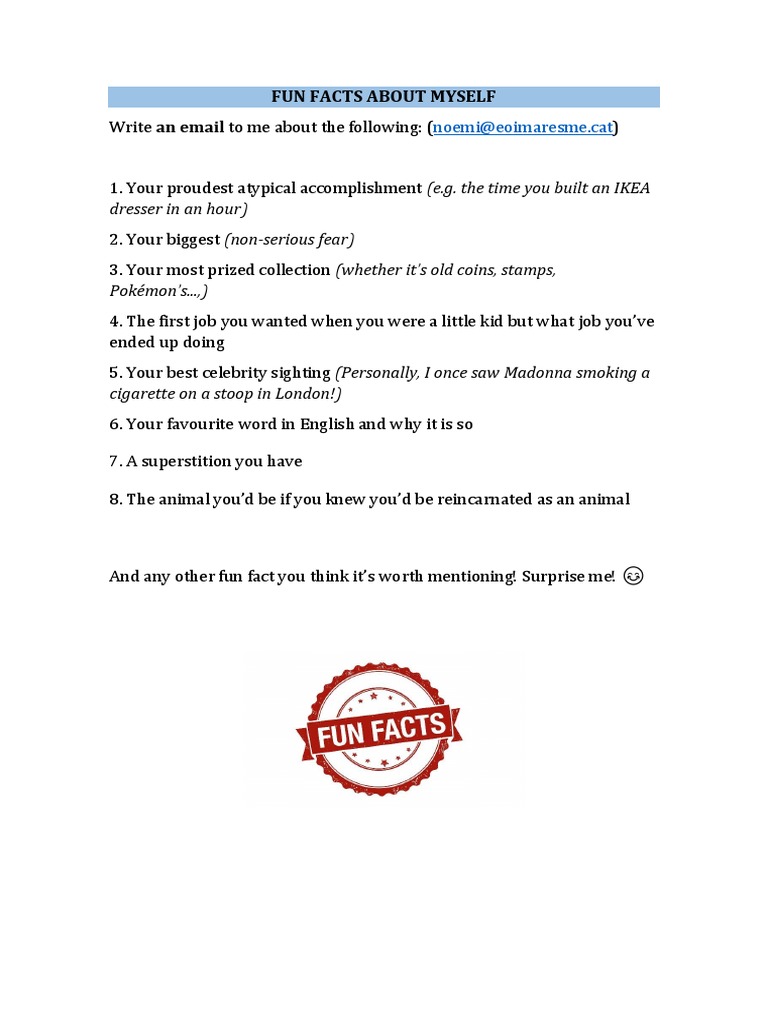 Fun Facts About Myself 20-21 | PDF
