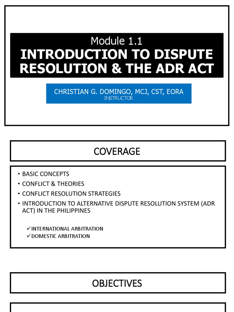 Module 1.1 Foundations of Dispute Resolution | PDF | Alternative Dispute Resolution | Conflict ...