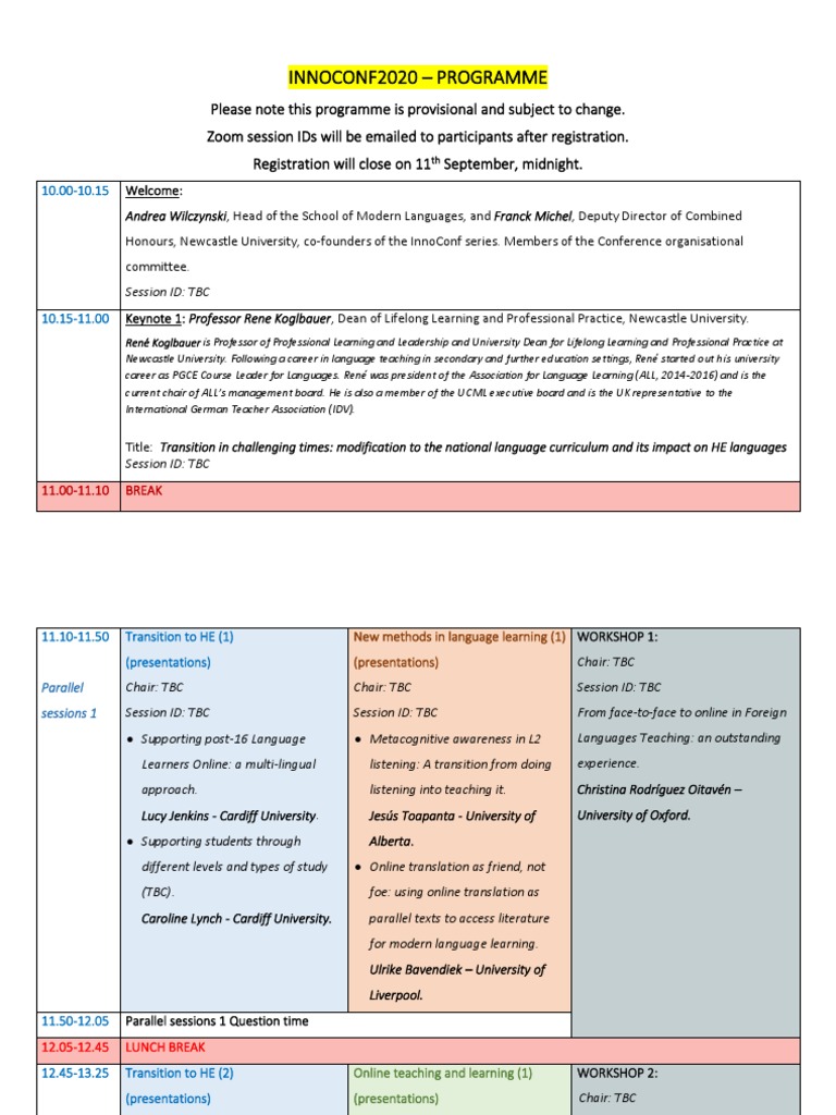 INNOConf2020 Programme v4 | PDF | Language Education | Academia