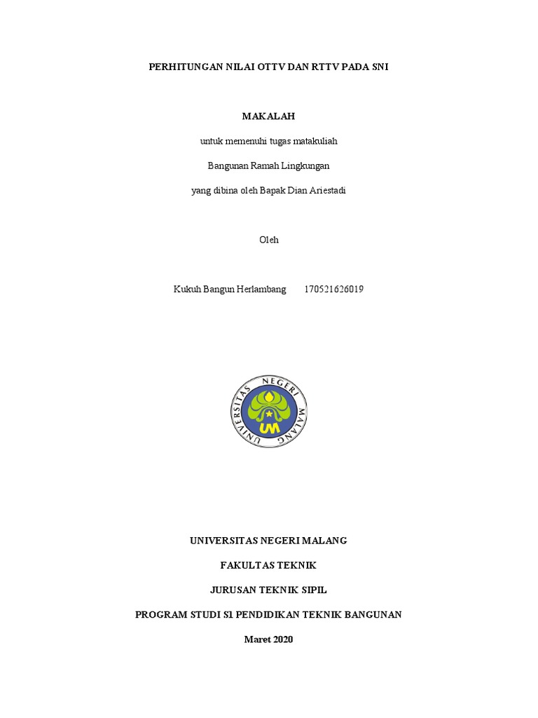 Perbandingan Perhitungan Nilai Ottv Dan RTTV Pada Sni | PDF