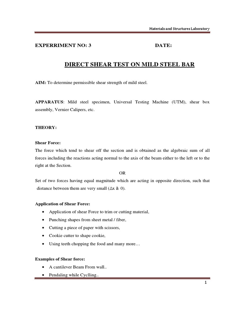 Direct Shear Test On MS | Download Free PDF | Fracture | Strength Of ...