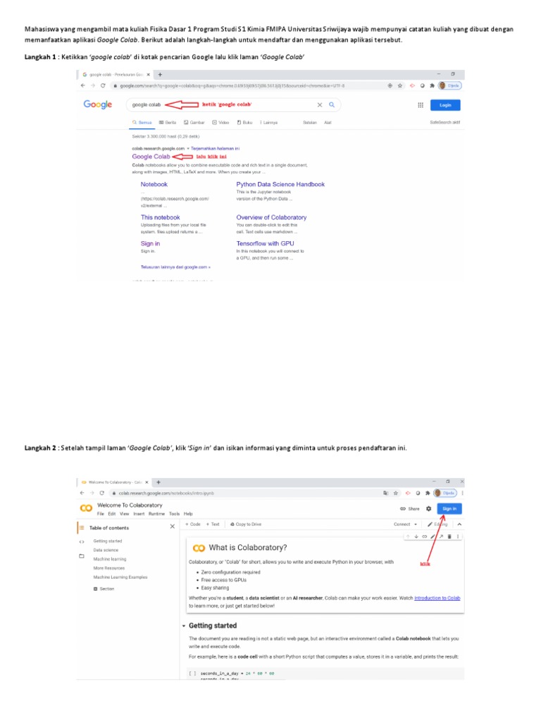 Cara Menggunakan Shell Teks Google Colab | PDF