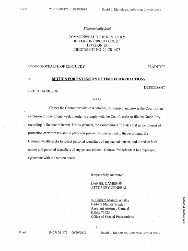 Motion For Extension of Time For Redactions | PDF