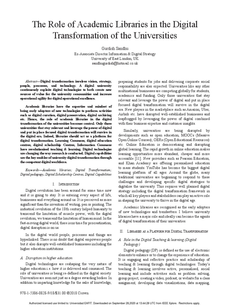 The Role of Academic Libraries in The Digital Transformation of The ...