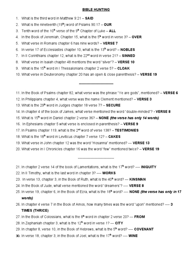 Bible Hunting | PDF | Chapters And Verses Of The Bible | Books Of The ...