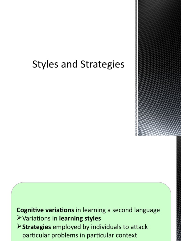 Second Language Learning Styles & Strategies | PDF | Learning Styles ...