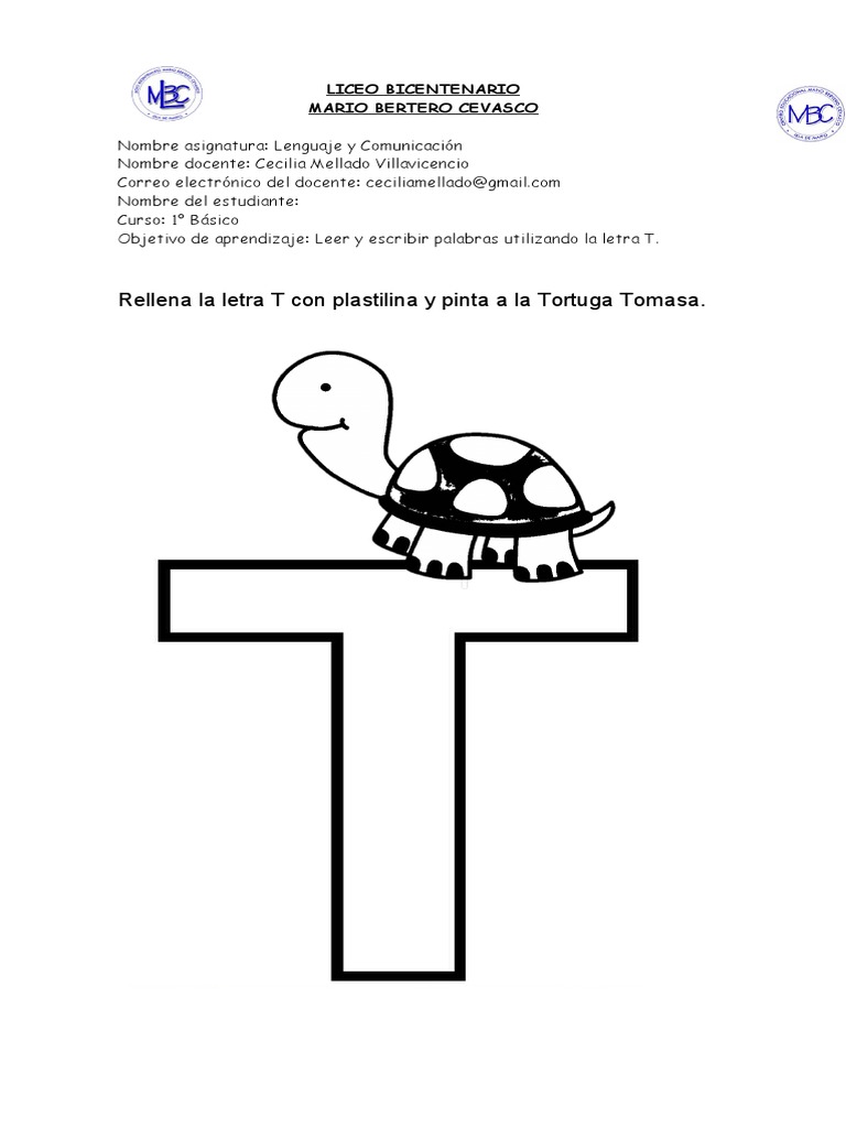 Actividades de la letra T para 1° Básico | PDF