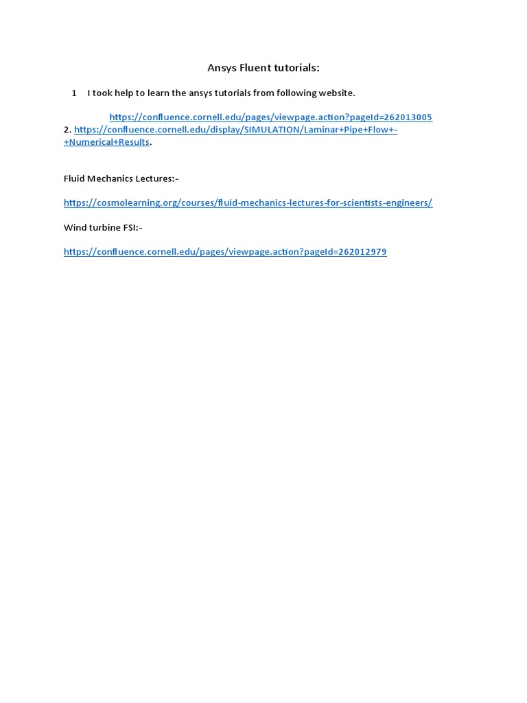 Ansys Fluent Tutorials | PDF